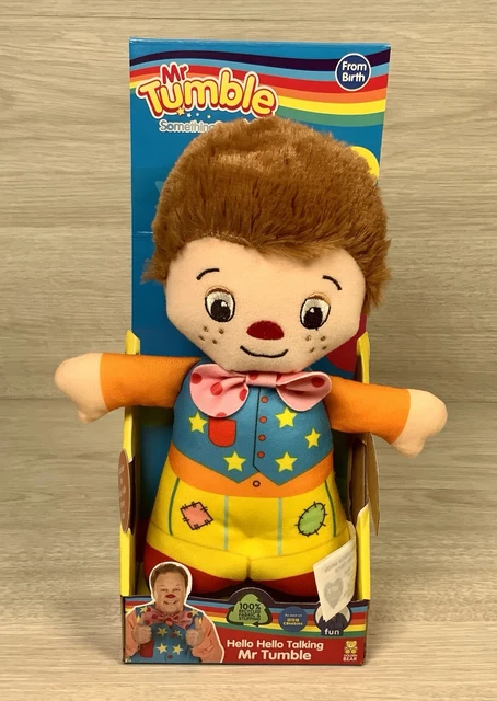 MR TUMBLE HELLO Hello Talking and Singing 22cm Soft Plush Doll Bright ...
