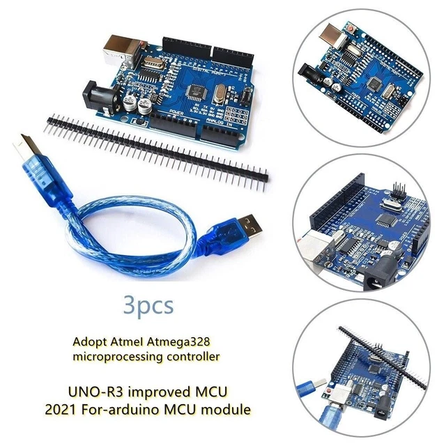 SCHEDA MICROCONTROLLORE COMPATIBILE per UNO R3 ATmega328 Arduino + cavo ...