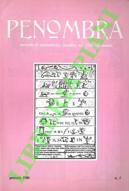 PENOMBRA. 1986. PREMIATA rivista enigmistica mensile illustrata. EUR 10 ...