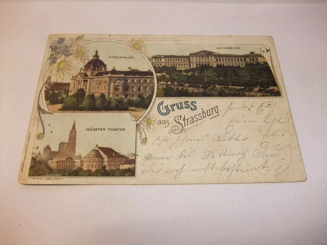 ALTE LITHO POSTKARTE Ansichtskarte Karte AK PK Gruß aus Strassburg 1897 ...