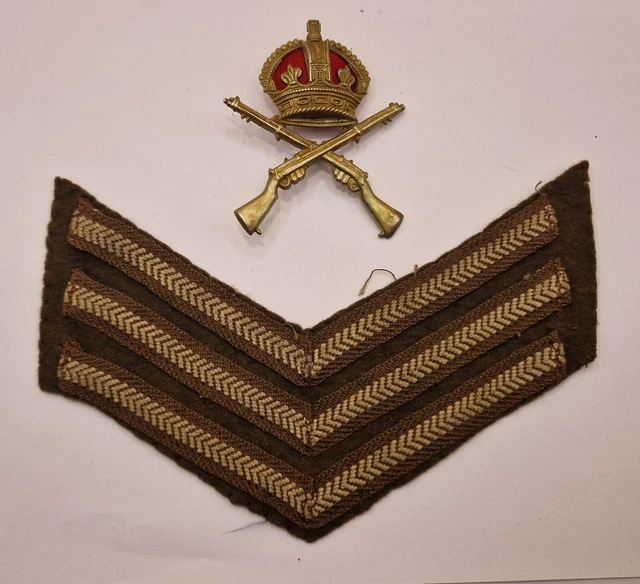 WW2 BRITISH ARMY Musketry Sergeant Rank Chevrons & Crown Cloth Crossed ...