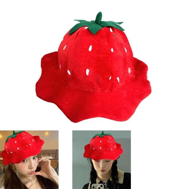 PLUSH STRAWBERRY FRUIT Hat Headgear Perfect for Halloween Parties ...