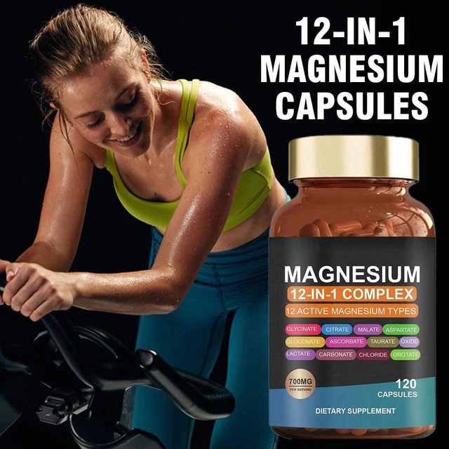 MAGNESIUM COMPLEX 700MG 12 in 1 Magnesium Supplement with 120 counts ...