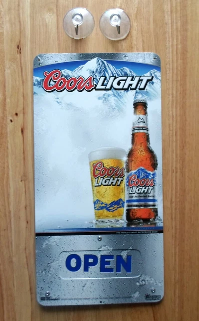 NEW COORS LIGHT BEER OPEN CLOSED SIGN Metal Sign DOOR HANGER W/ Hangers ...