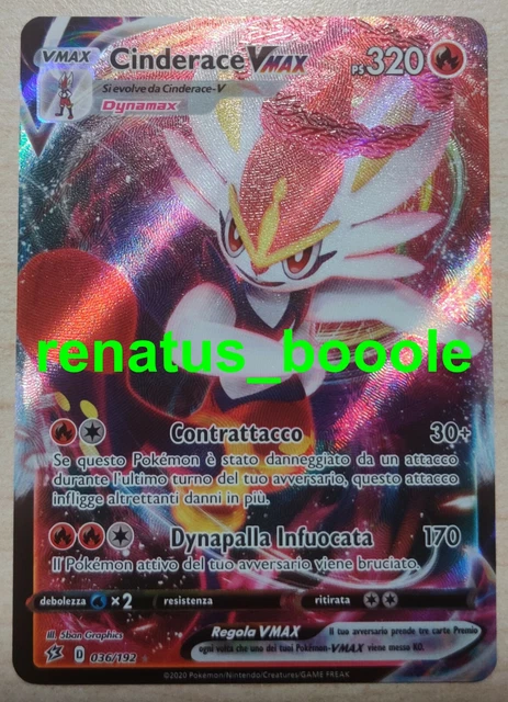 POKÉMON CINDERACE V MAX VMAX 36 036/192 FRAGORE RIBELLE IN ITALIANO ...