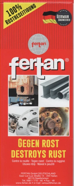FERTAN RUST CONVERTER rust remover 1 liter = 71.60 € 250ml spray bottle ...