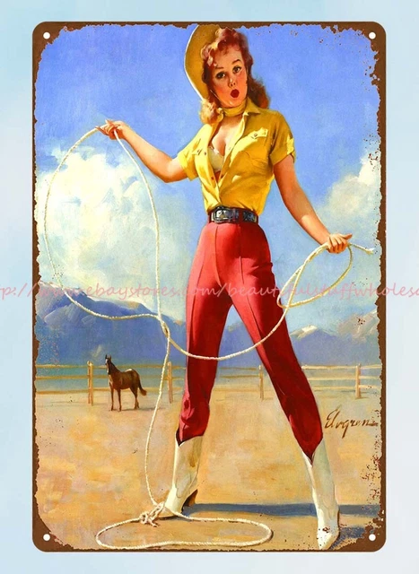 PERFECT FORM GIL Elvgren pin-up girl 1968 metal tin sign vintage wall ...