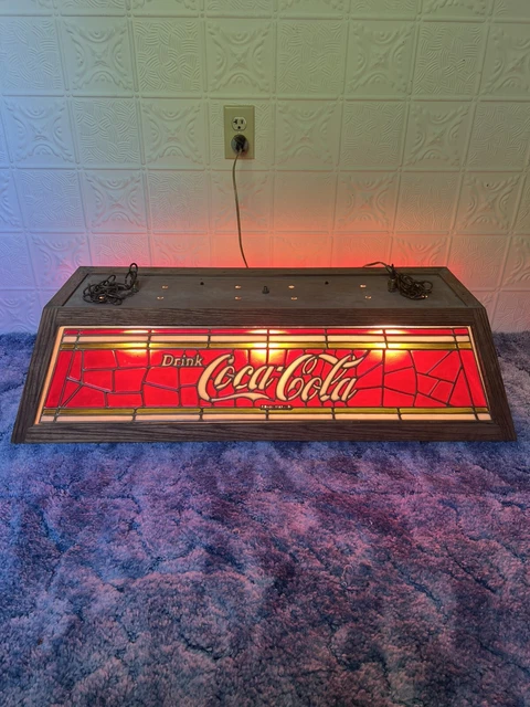 VINTAGE STAINED GLASS Coca Cola Pool Table Light $325.00 - PicClick