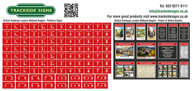 BRITISH RAILWAYS MODEL Railway Platform Numbers & Posters All Regions ...