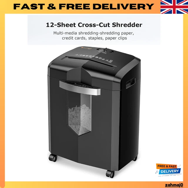 COMMERCIAL PAPER SHREDDER Industrial 12 Sheet Cross Cut Heavy Duty Home ...