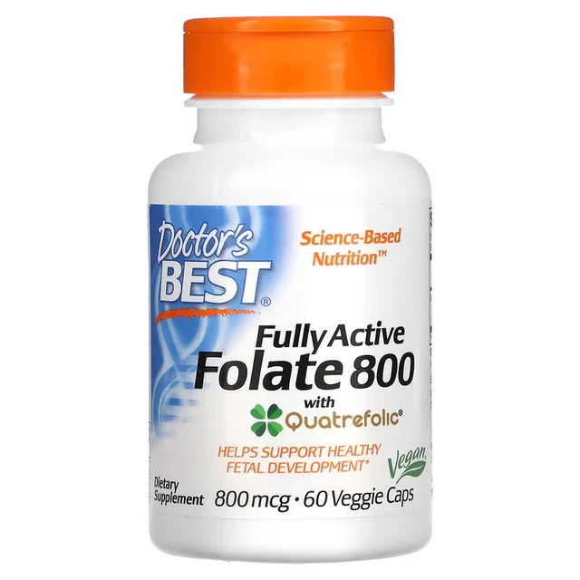 DOCTOR'S BEST, FULLYACTIVE Folate 800+Quatrefolic, 800mcg, 60VegCap ...