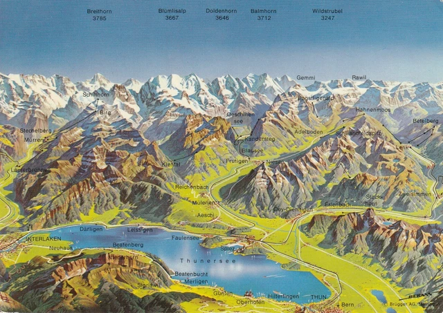 AK MAP, PANORAMIC map **BERNER OBERLAND - LAKE THUN** Berann £0.85 ...