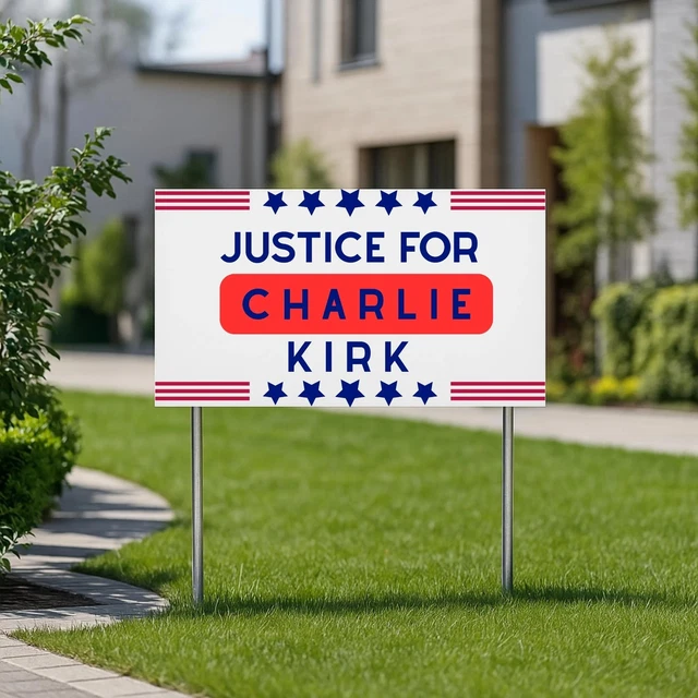 A TRUE PATRIOT Charlie Kirk Sign With H-stake, Charlie Kirk Garden Sign ...