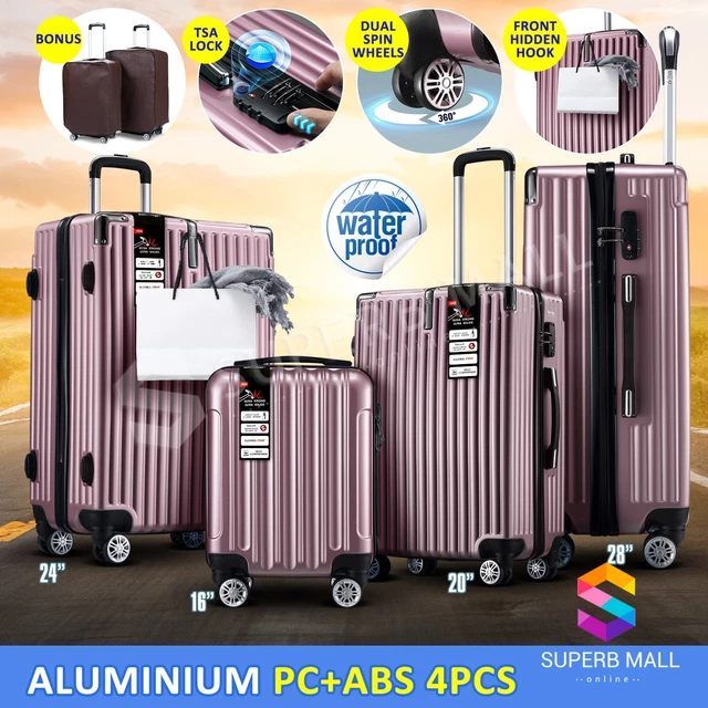 4 PIECE LUGGAGE Set Carry On Traveller Suitcase Hard Shell Rolling ...