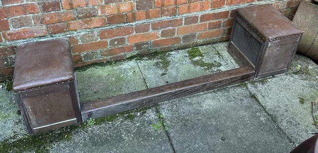 RARE VINTAGE OAK Club Fire Fender Fireside Log Coal Scuttle Boxes ...