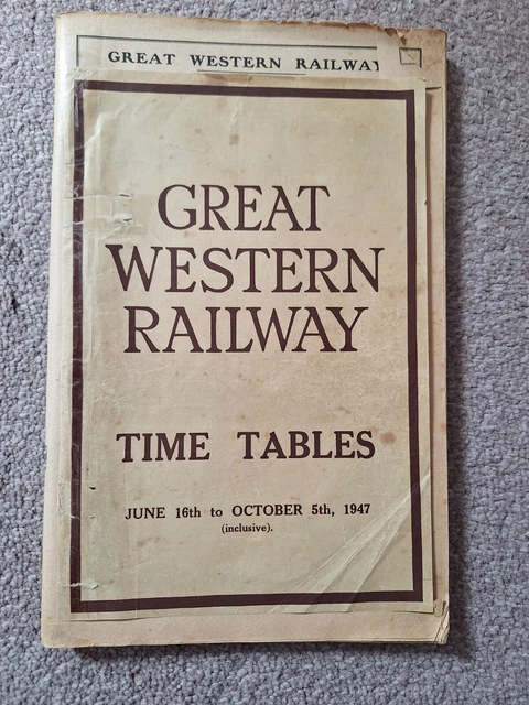 GREAT WESTERN RAILWAY Timetable June to October 1947 £5.00 - PicClick UK
