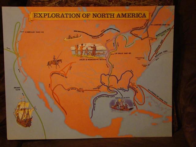 TEACH A CHART Exploration Of North America Poster Chart Vintage Mid ...