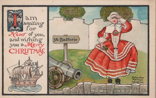 GREETINGS POSTCARD - Merry Christmas, Artist Albertine Randall Wheelan ...