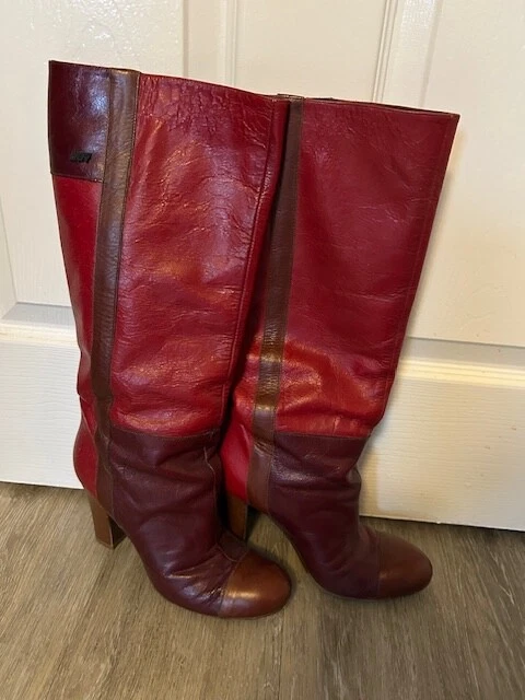 MISS SIXTY REAL Leather Red Knee High Boots size 6 £45.00 - PicClick UK
