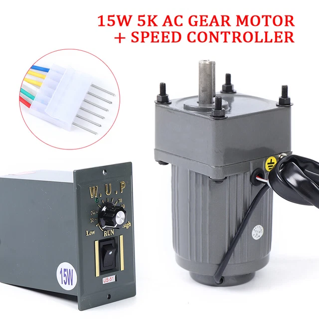 GEAR AC MOTOR Electric Motor Variable Speed Controller 5K 1:5 270 RPM ...
