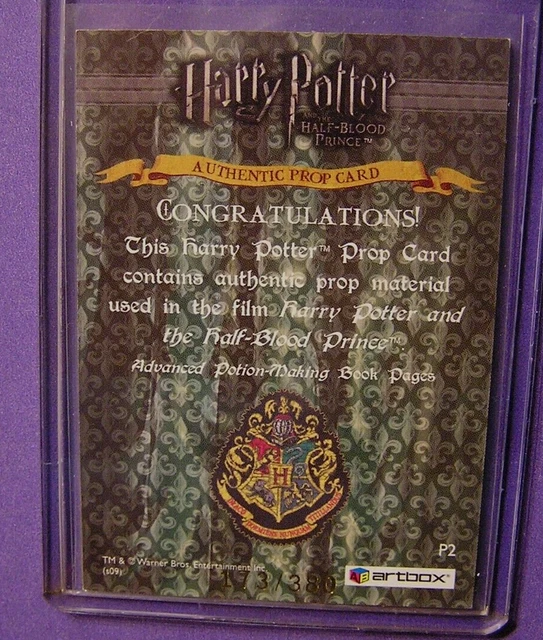 HARRY POTTER-SCREEN USED-MOVIE-RELIC-PROP Card-Advanced Potion Making ...