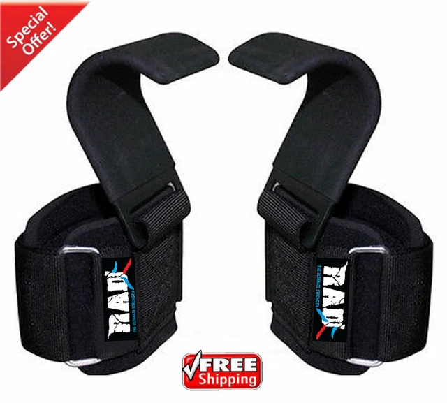 WEIGHT LIFTING POWER HOOKS ENERGY GRIPS WRIST ASSIST BAR STRAPS health ...