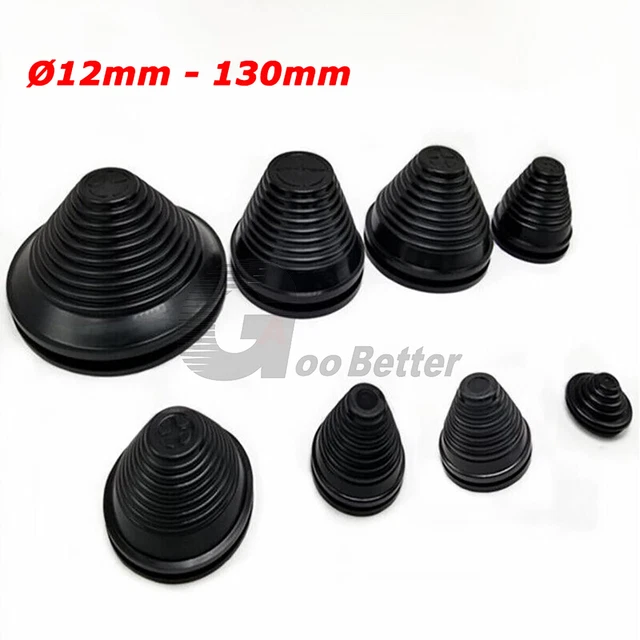 BLACK TAPERED RUBBER Grommets Plugs Blind Cable Wiring Bungs Protect 12 ...