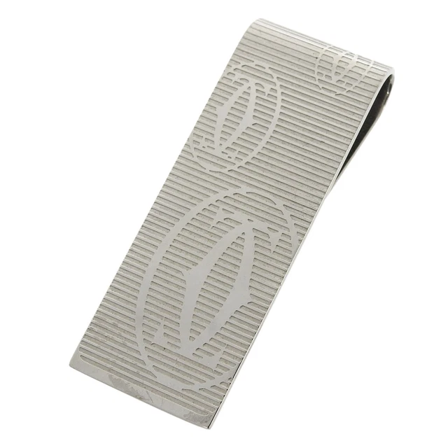 CARTIER HAPPY BIRTHDAY 2C Decor Logo Engraved Bill Clip Money Silver ...