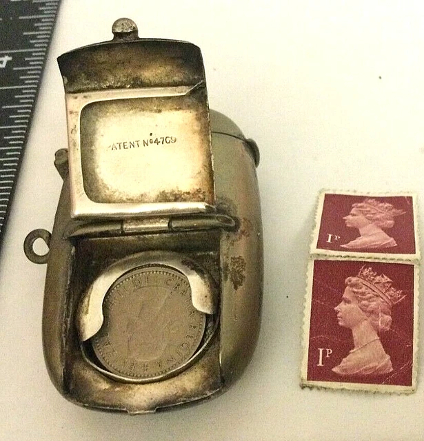 VICTORIAN SILVER PLATE Vesta , Sovereign Case, Stamp Holder, Toothpick ...