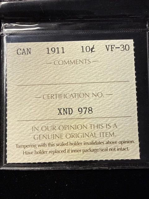 1911 CANADA TEN Cents 10c - ICCS VF 30 $50.00 - PicClick CA
