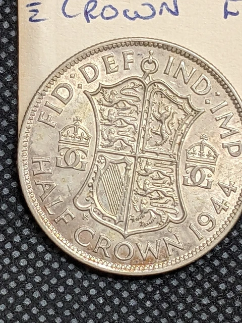 1944 GEORGE VI Halfcrown 2/6- silver (.500) coin in collectable EF ...
