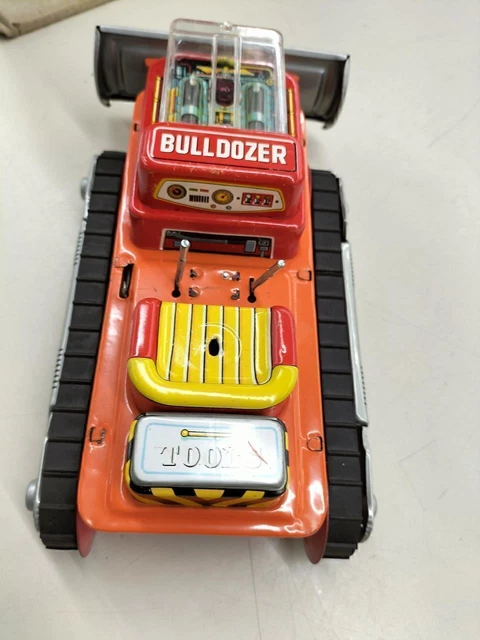 NOMURA TOY MAGIC Action Bulldozer Battery Operated Orange Vintage toy ...