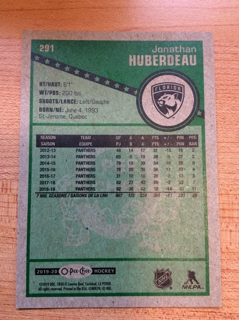 O-PEE-CHEE 2019-2020 RETRO JONATHAN HUBERDEAU HOCKEY CARD #291 FLORIDA ...