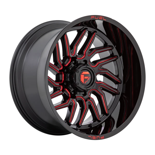 22X12 FUEL D808 Hurricane Black Milled Red Wheels 5x5 (-44mm) Set of 4 ...