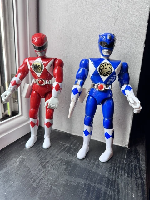 VINTAGE MIGHTY MORPHIN Power Rangers Red And Blue Ranger 8" Figure 1994 ...