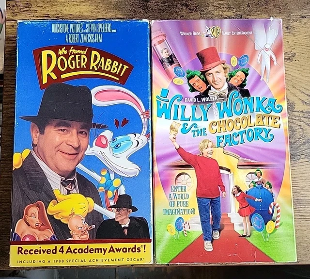 WHO FRAMED ROGER Rabbit & Willy Wonka The Chocolate Factory VHS Movie ...