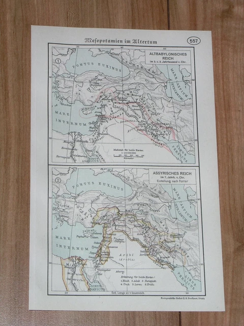 1938 VINTAGE MAP Ancient Mesopotamia Assyria Neo-Babylonian Empire ...