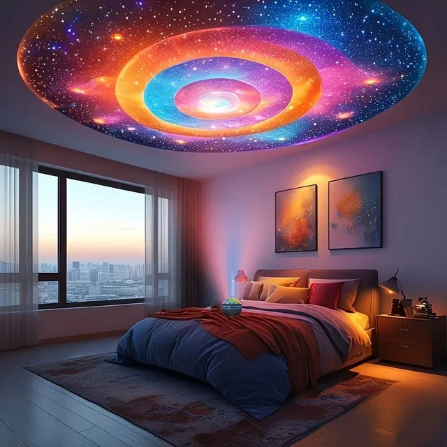 MUSIC SYNC RGB LED Projection Night Light - Aurora-Inspired Starry Sky ...