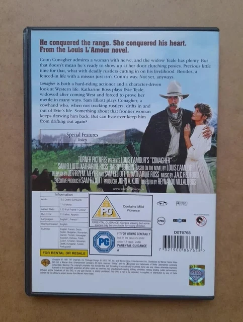 CONAGHER DVD - Sam Elliott, Katherine Ross 1991 Western Drama Louis L ...