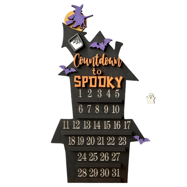 CALENDRIER COMPTE À Rebours D'Halloween Pièces de Calendrier en Bois ...