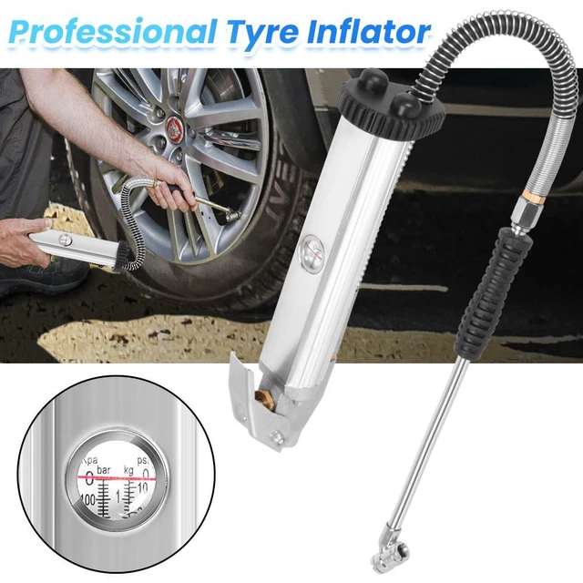 PROFESSIONAL TYRE INFLATOR with Gauge Air Line Pressure Tester Tyre ...