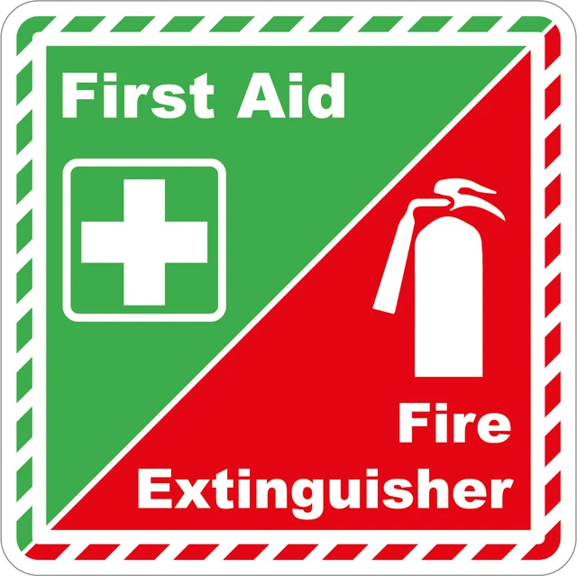 FIRST AID FIRE Extinguisher Inside Sticker Decal Industrial Emergency ...