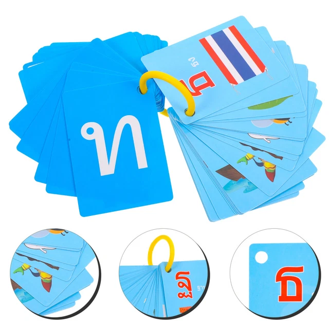 90 PCS THAI Alphabet Flashcards Kids Learning Words Study Language £9. ...