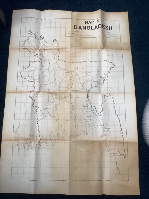 VINTAGE LARGE WALL Map of Bangladesh 33.5x23inches £12.00 - PicClick UK