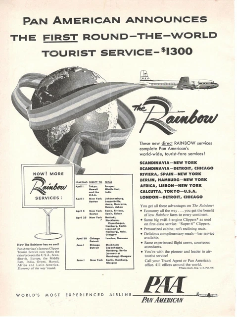 PAA PAN AMERICAN AIRLINE PAN AM FIRST ROUND THE WORLD Pubblicità 1 ...