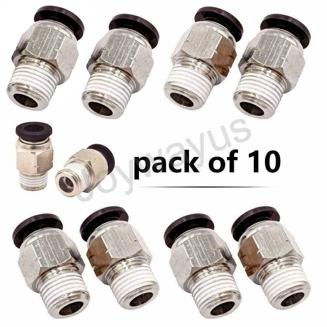 PNEUMATIC PUSH TO Connect Air Pipe Fittings 4mm Tube OD x 1/8" Male ...