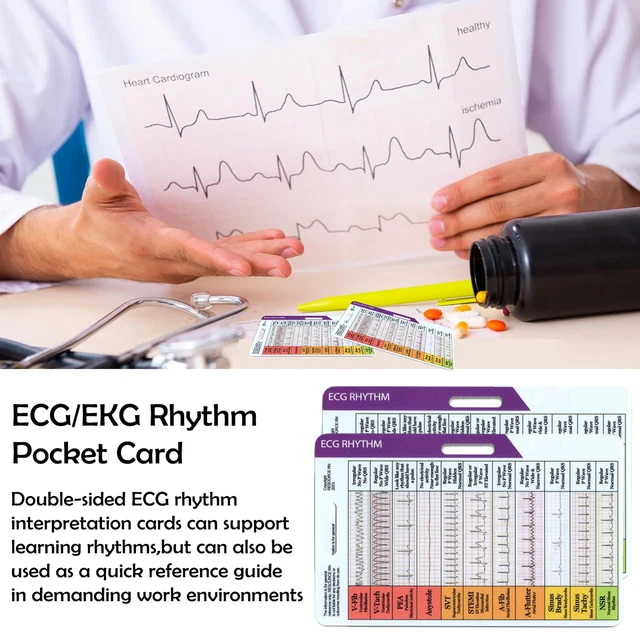 QUICK REFERENCE EKG Guide Rhythm Interpretation Pocket Card Set for ...