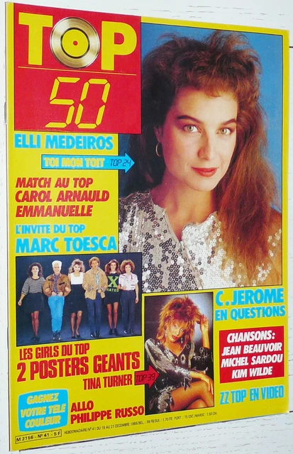 TOP 50 N°41 1986 Poster Girls Tina Turner / Medeiros De Beauvoir Zz Top ...