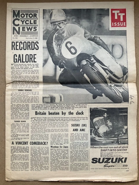 MOTOR CYCLE NEWS - 7 September 1966 - TT Issue, 6 Day Trial - Vintage ...