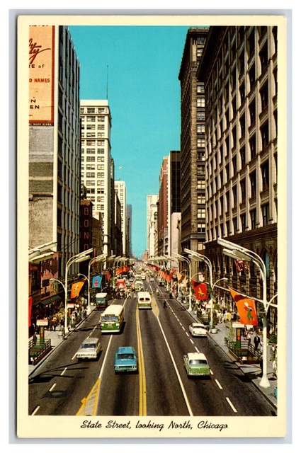 STATE STREET VIEW Looking North Chicago Illinois UNP Chrome Postcard ...